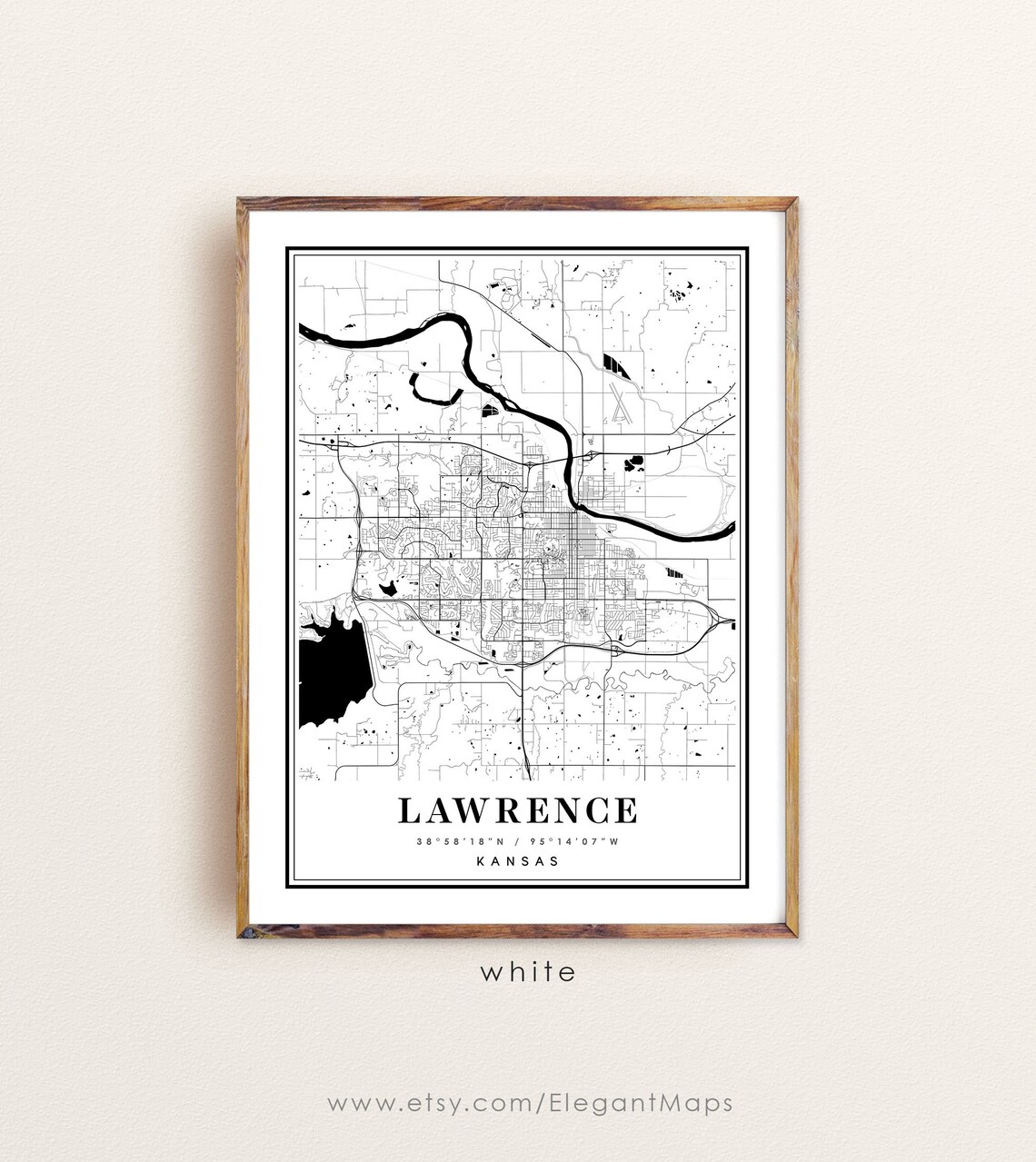 Lawrence Kansas Map Lawrence KS Map Lawrence City Map | Etsy