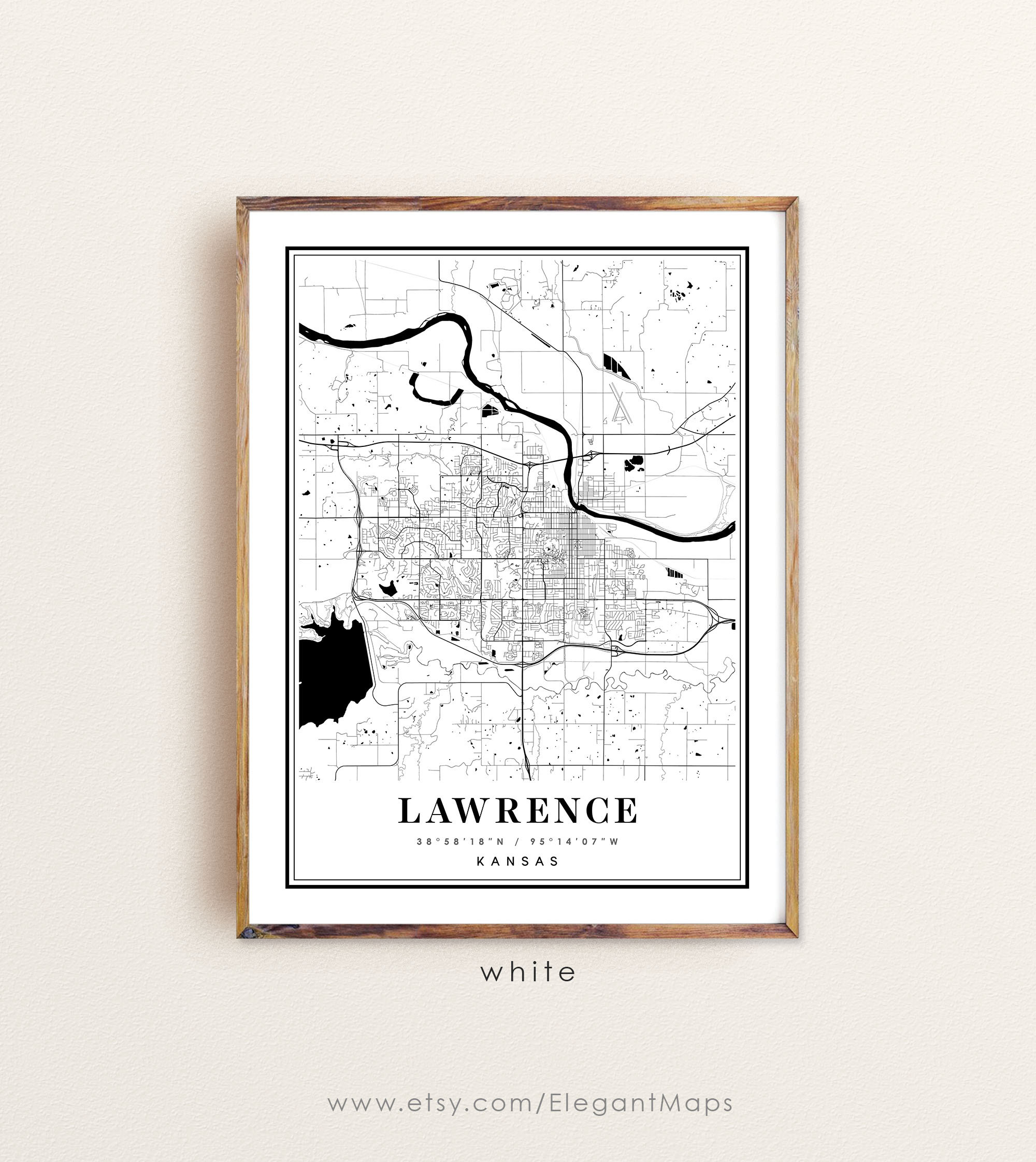 Lawrence Kansas Map Lawrence KS Map Lawrence City Map | Etsy