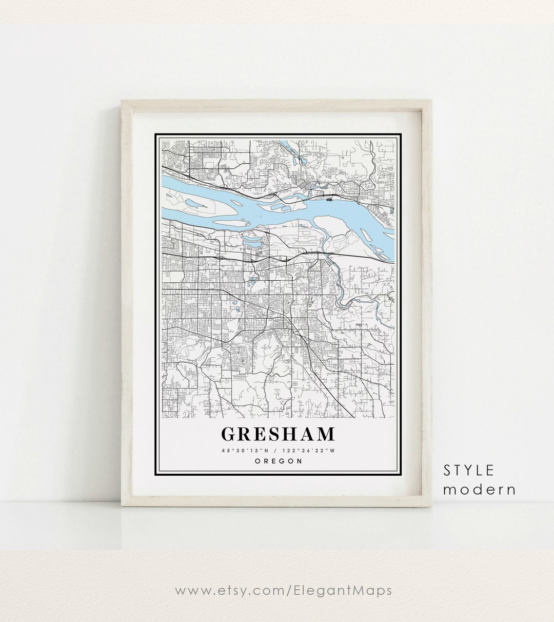 Gresham Oregon Map Gresham OR Map Gresham City Map Gresham - Etsy