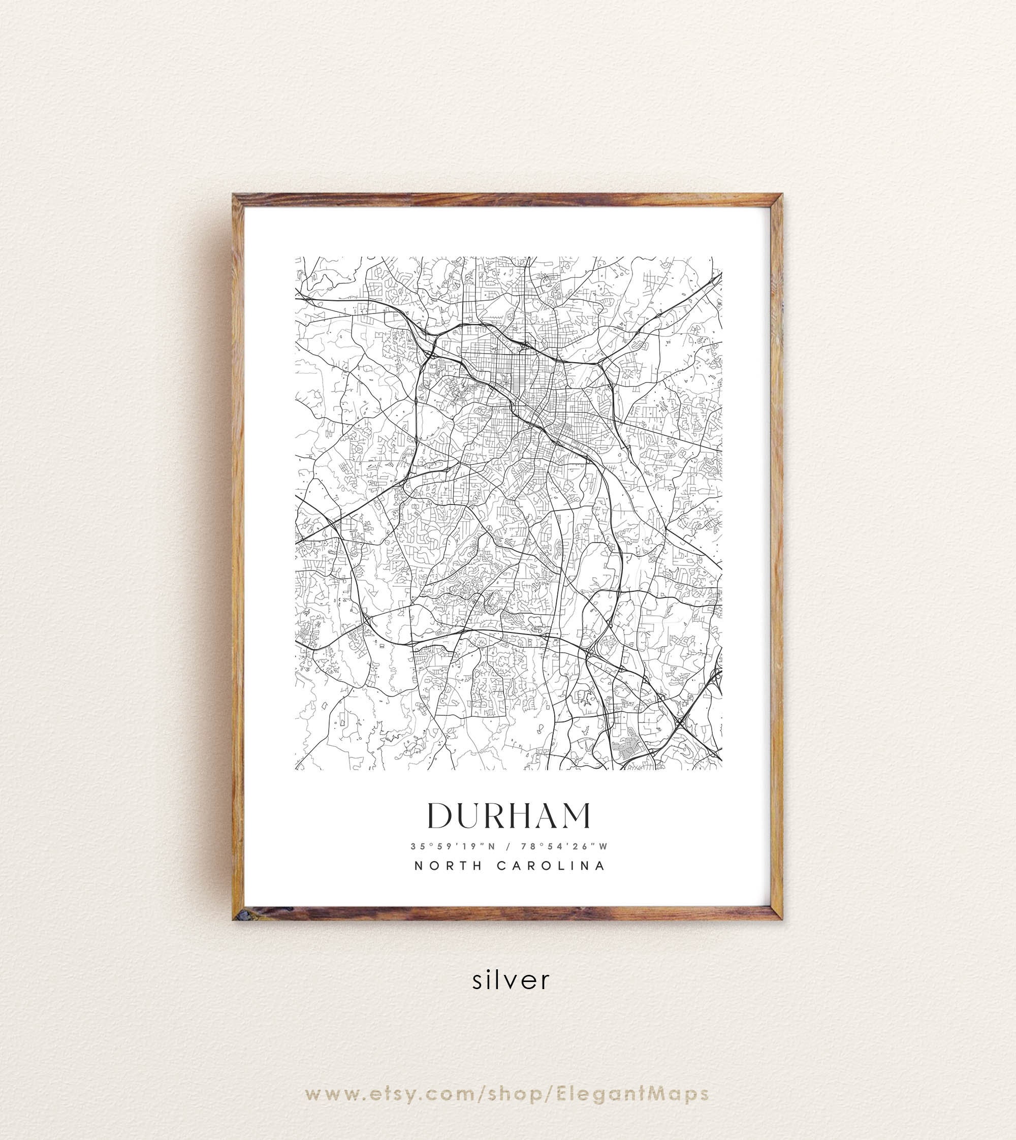 Durham North Carolina map Durham NC map Durham city print - Etsy.de