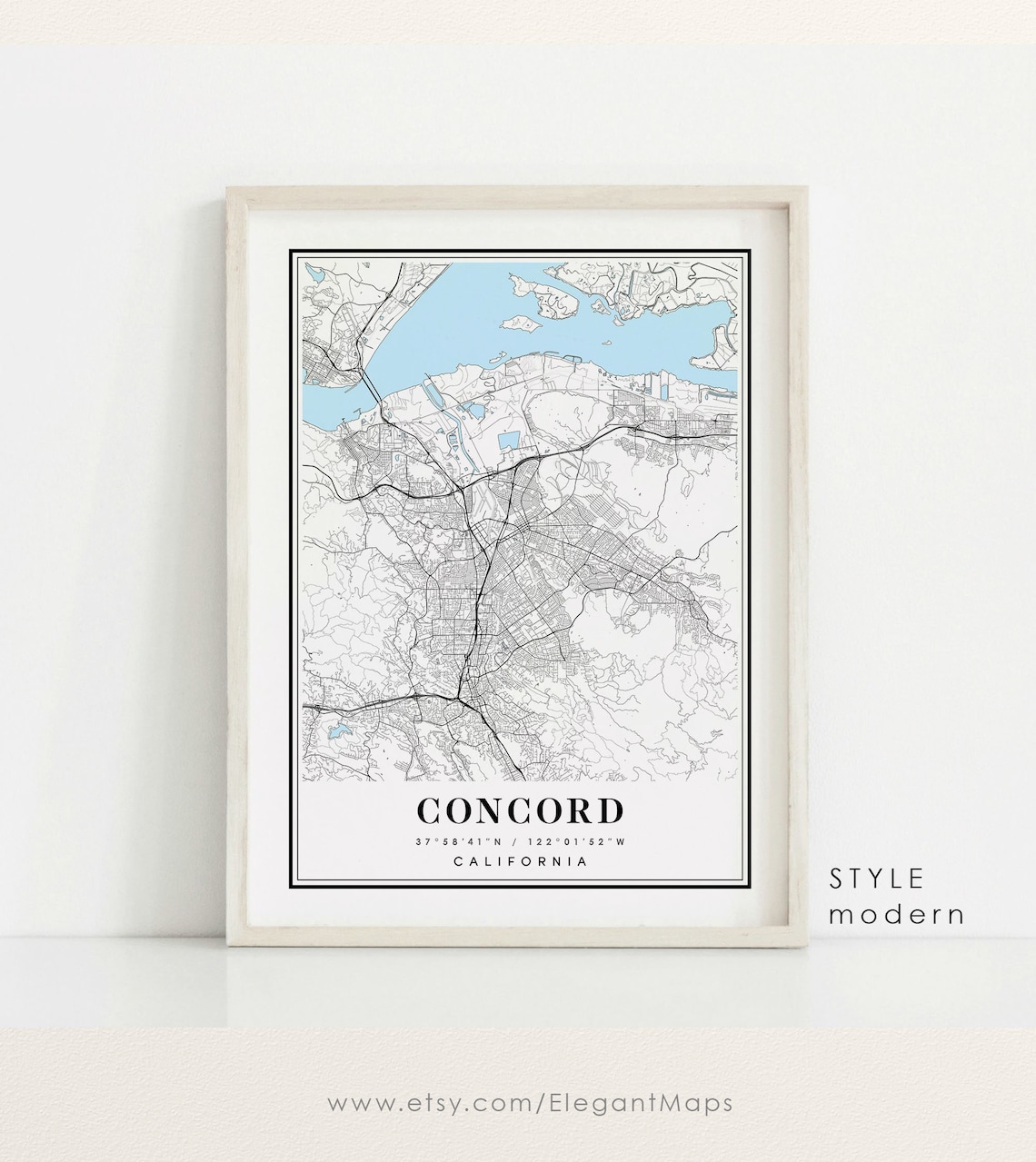 Concord California Map Concord CA Map Concord City Map | Etsy