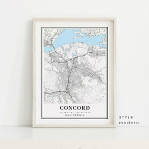 Concord California Map, Concord CA Map, Concord City Map, Concord Print ...