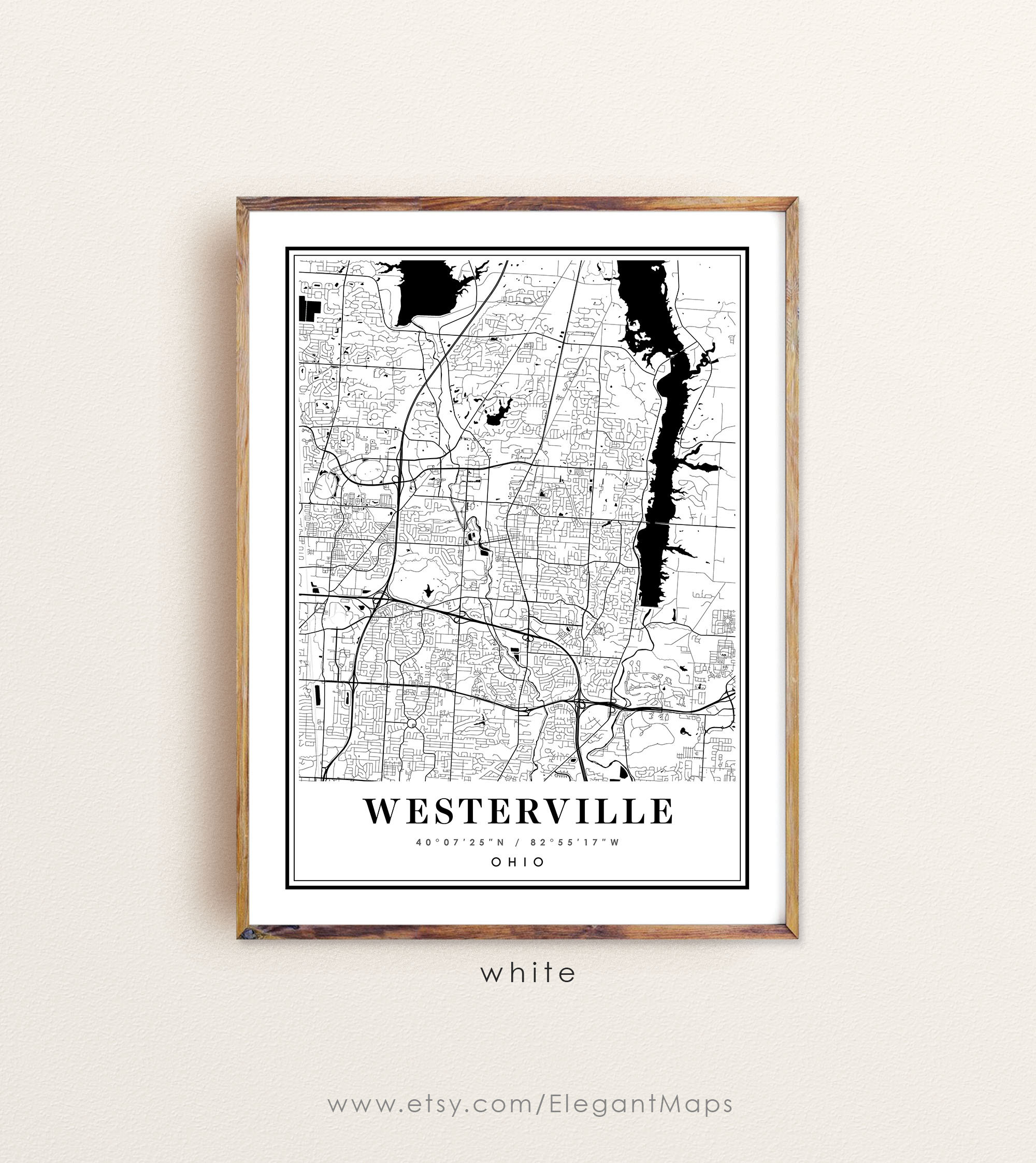 Westerville Ohio Map Westerville OH Map Westerville City - Etsy