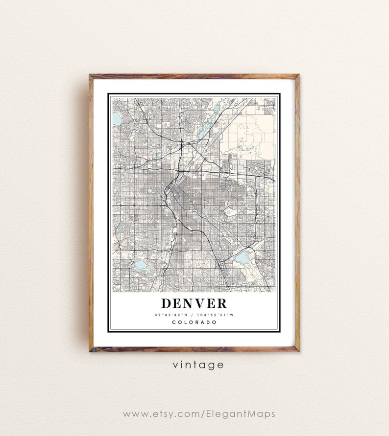 Denver Colorado Map Denver CO Map Denver City Map Denver - Etsy
