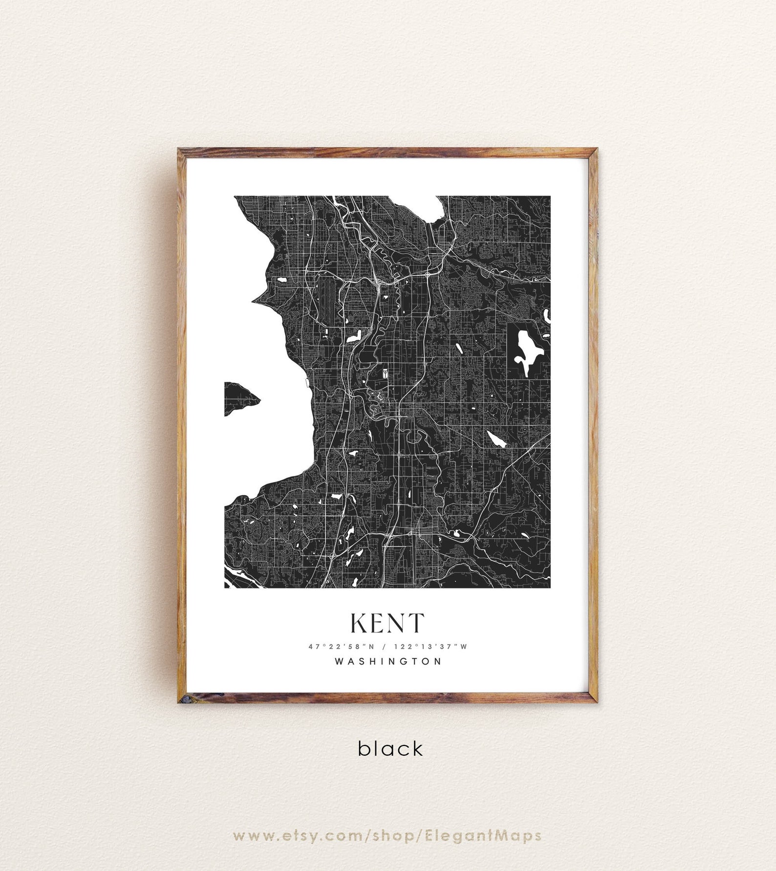 Kent Washington Map Kent WA Map Kent City Print Kent - Etsy