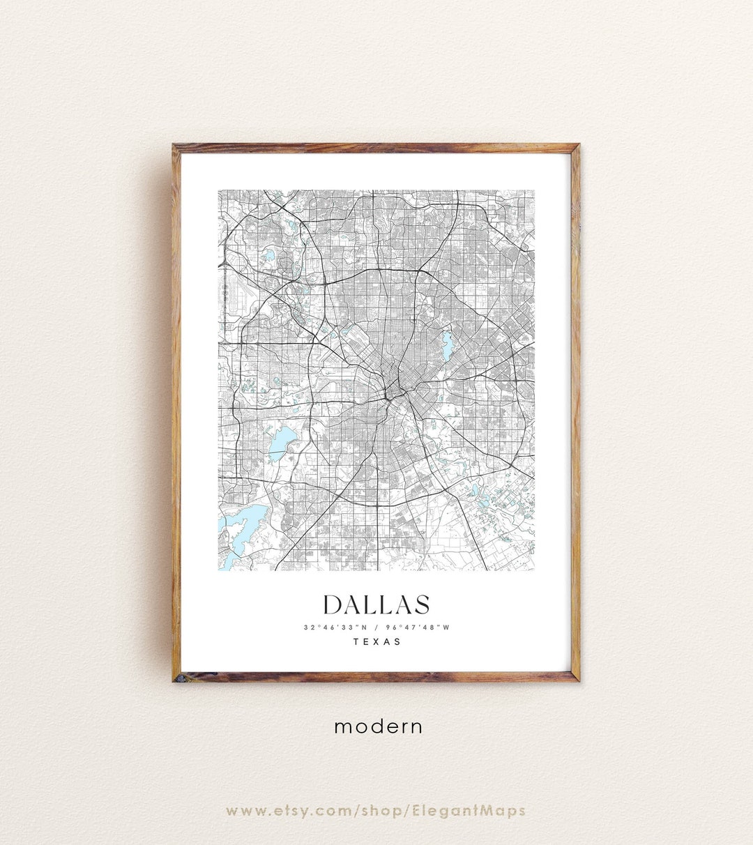 Dallas Texas Map, Dallas TX Map, Dallas City Print, Dallas Poster ...