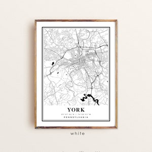 York Pennsylvania Map, York PA Map, York City Map, York Print, York ...