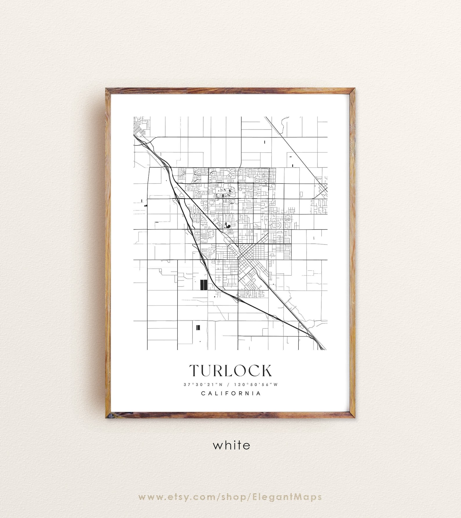 Turlock California map Turlock CA map Turlock city print | Etsy