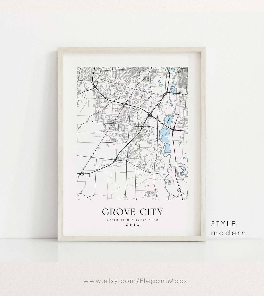 Grove City Ohio Map, Grove City OH Map, Grove City City Print, Grove ...