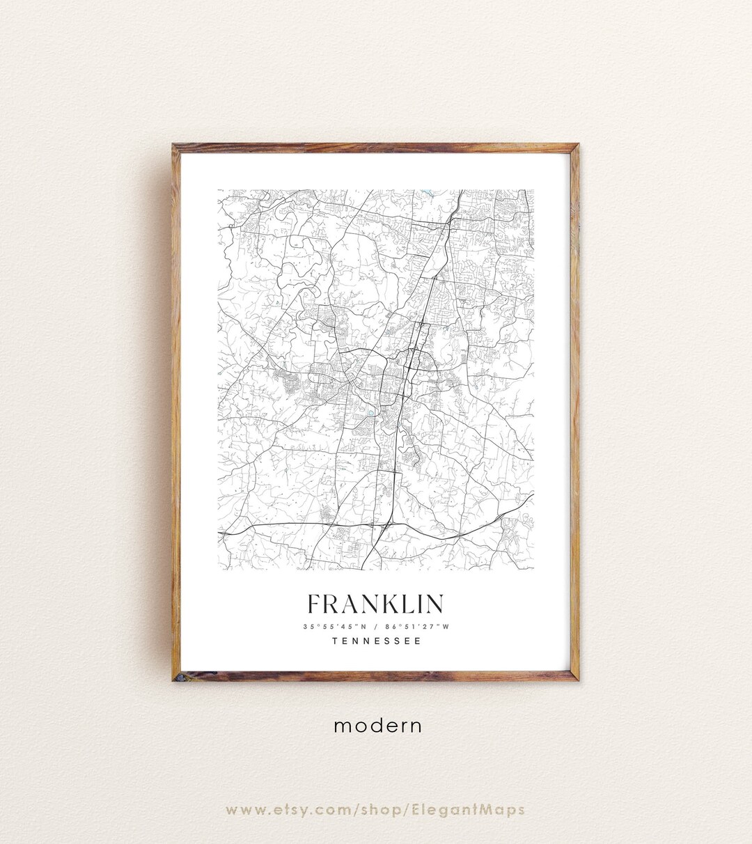 Franklin Tennessee Map, Franklin TN Map, Franklin City Print, Franklin ...
