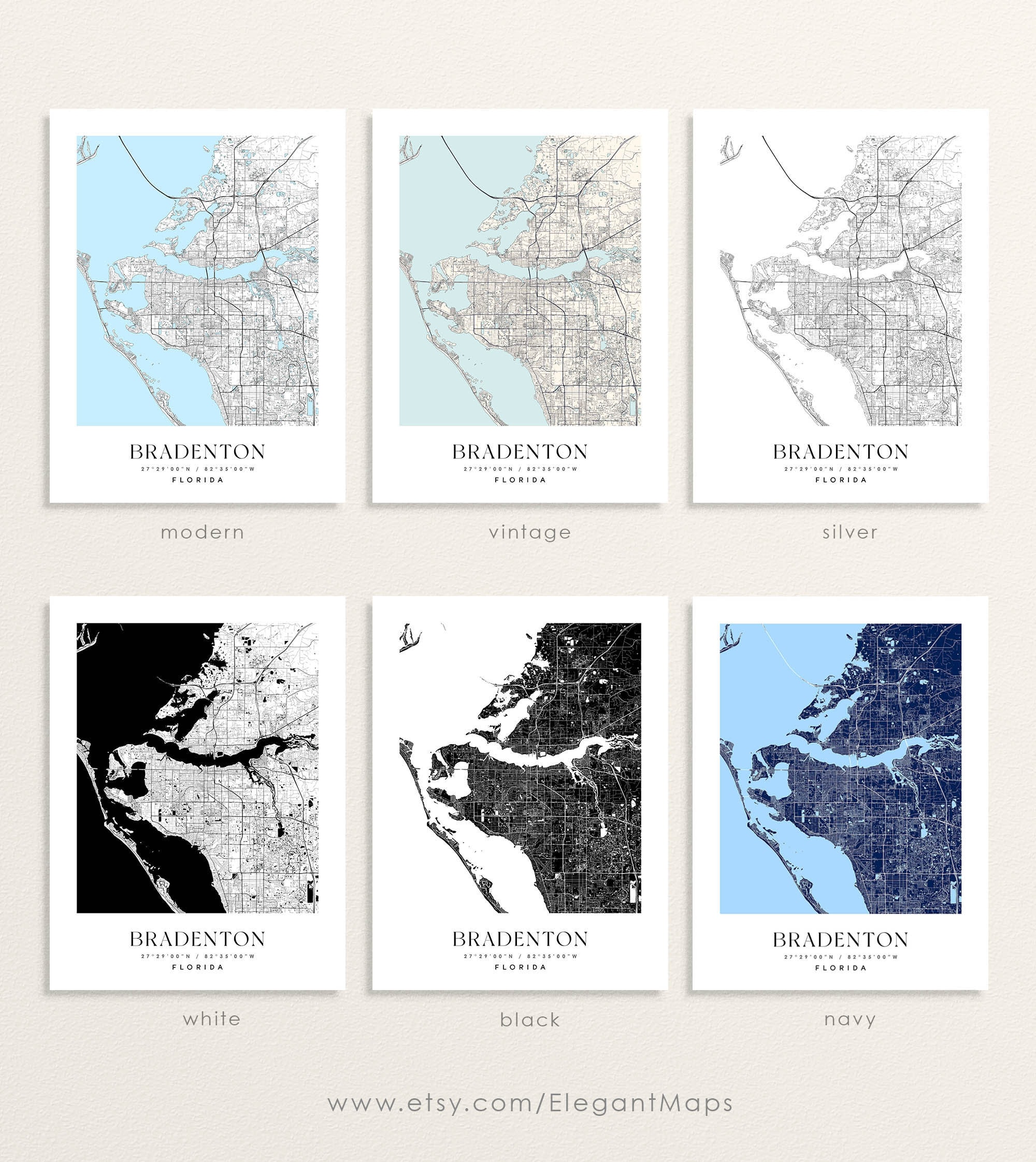 Bradenton Florida Map Bradenton FL Map Bradenton City Print - Etsy