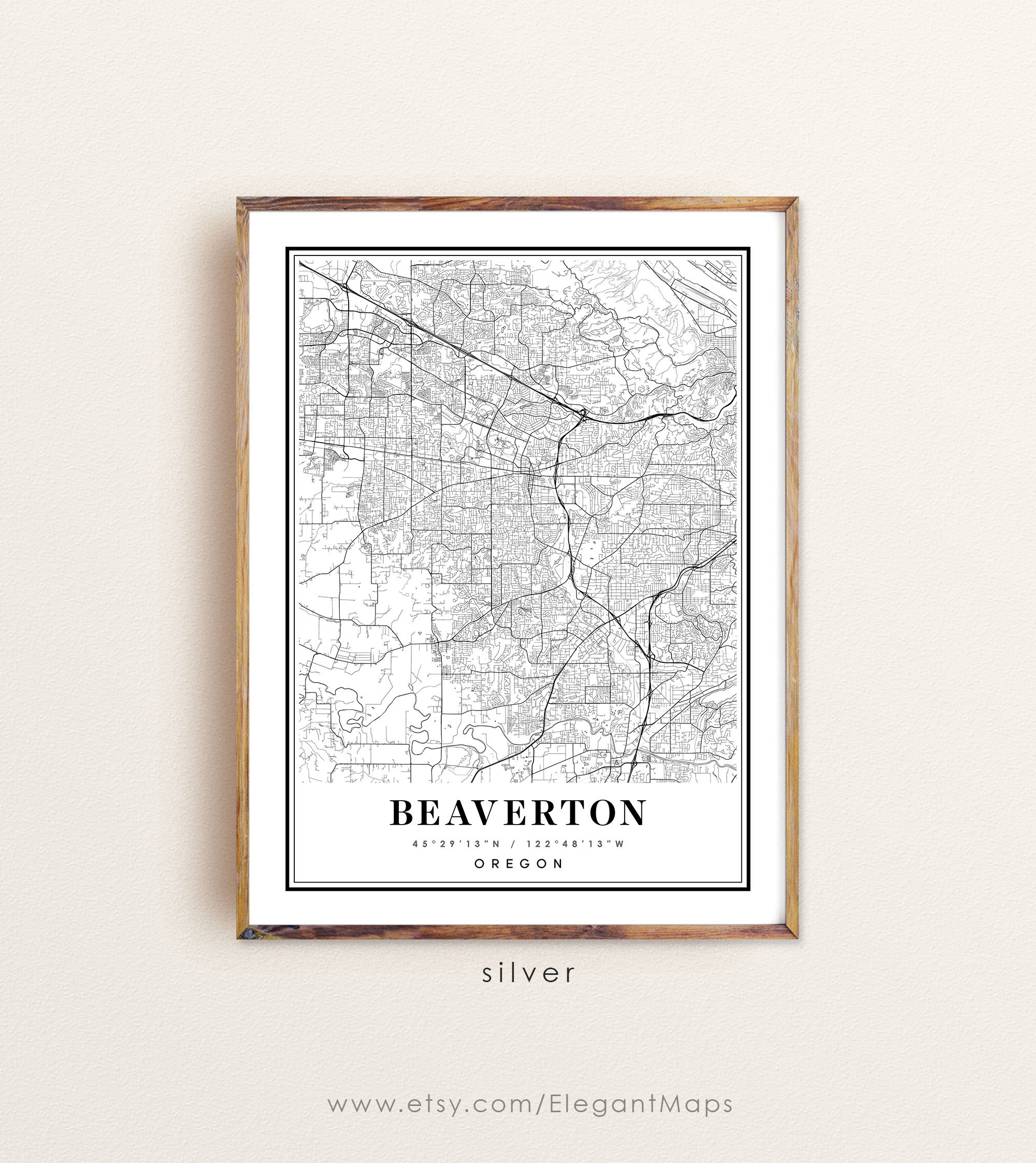 Beaverton Oregon Map Print: Black and White City Art - Etsy