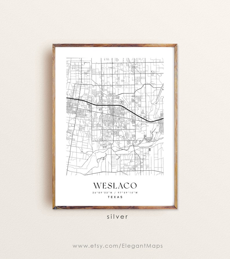 Mapa de Weslaco Texas mapa de Weslaco TX impresión de la - Etsy México