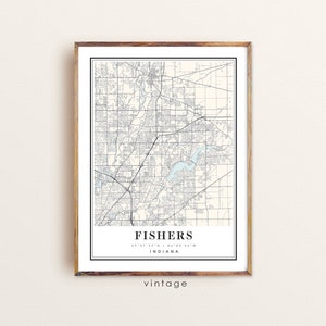 Fishers Indiana map Fishers IN map Fishers city map Fishers | Etsy