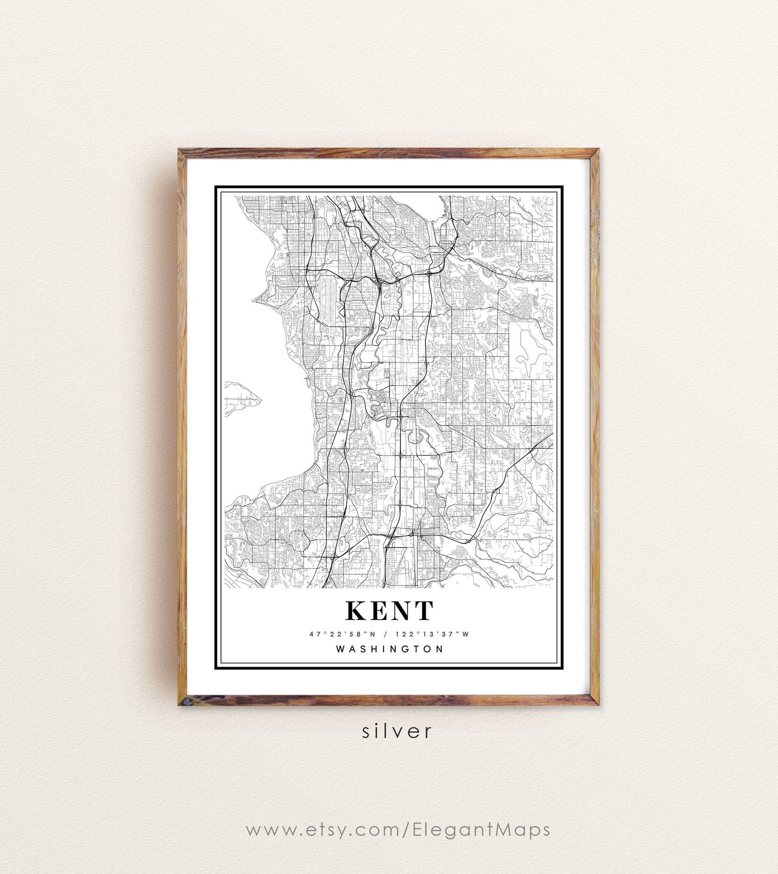 Kent Washington Map Kent WA Map Kent City Map Kent Print - Etsy