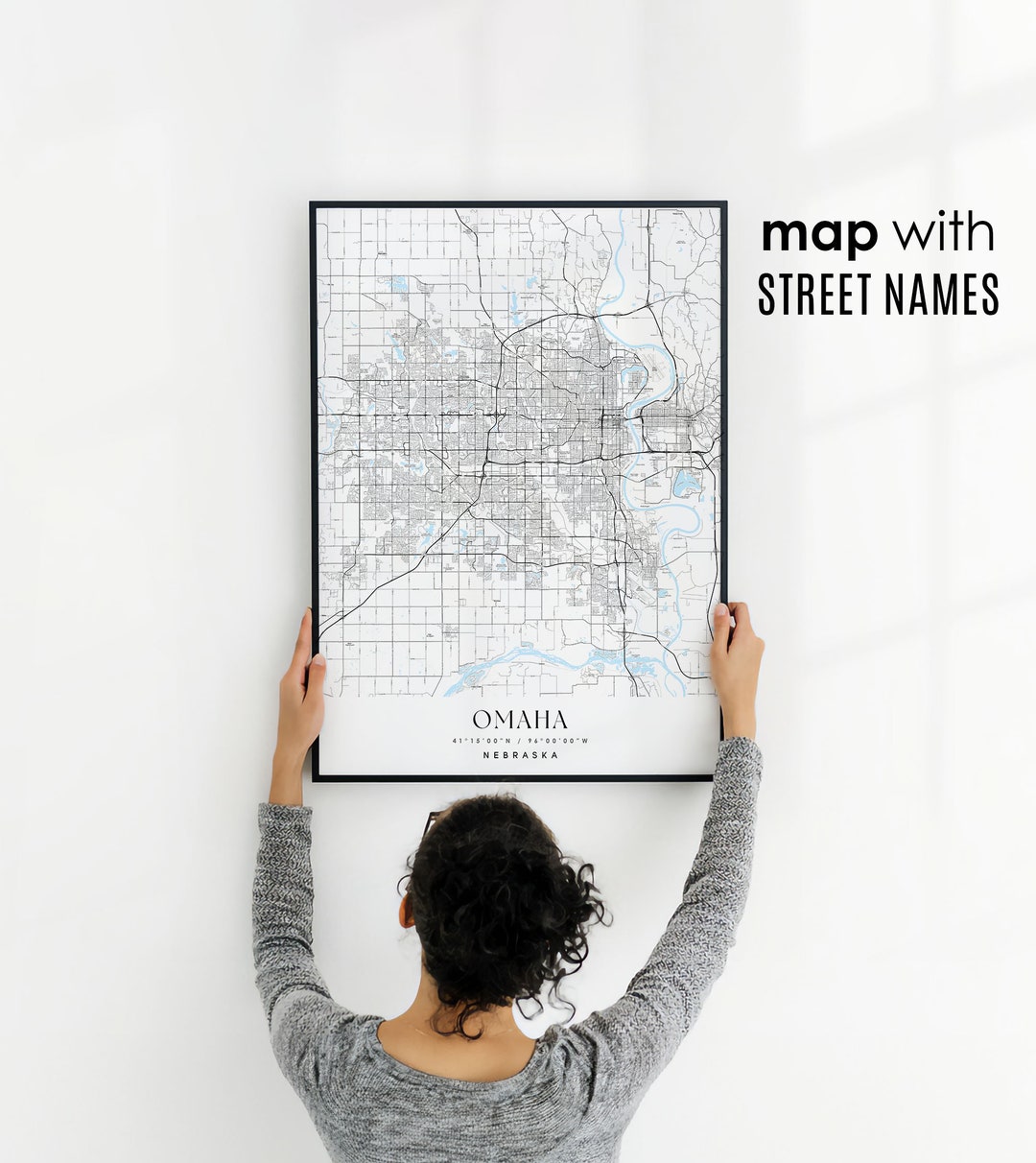 Omaha NE Map With Street Names University of Nebraska UNL - Etsy