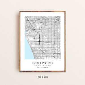Inglewood California Map, Inglewood CA Map, Inglewood City Print ...