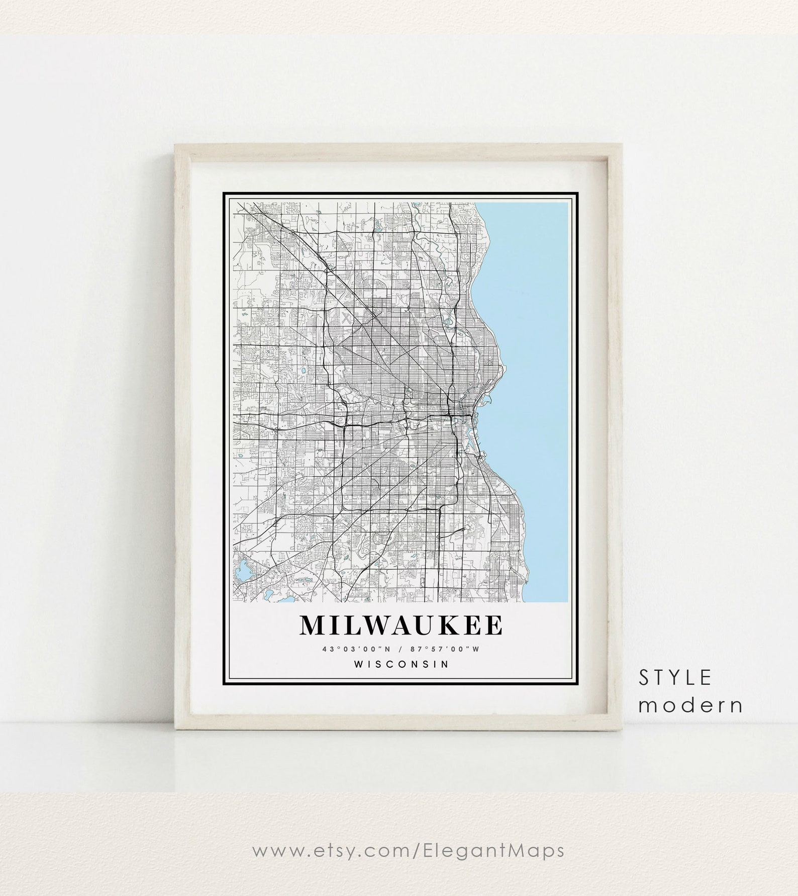 Milwaukee Wisconsin Map Milwaukee WI Map Milwaukee City Map - Etsy