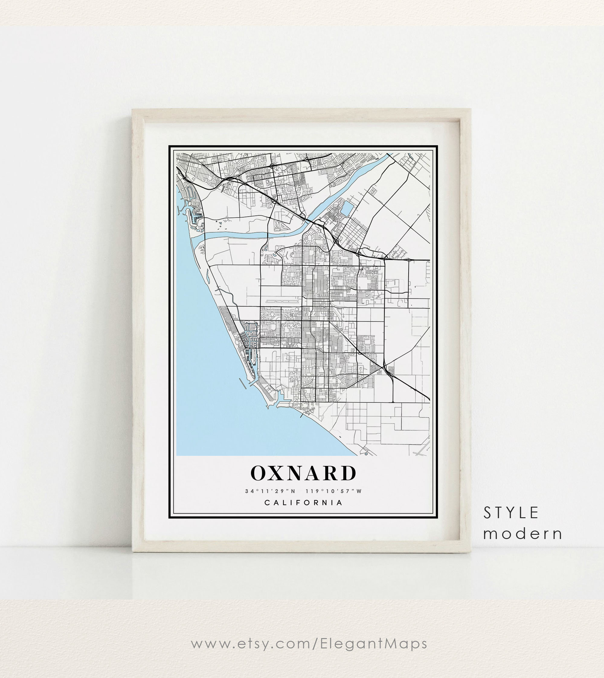Oxnard California Map Oxnard CA Map Oxnard City Map Oxnard | Etsy