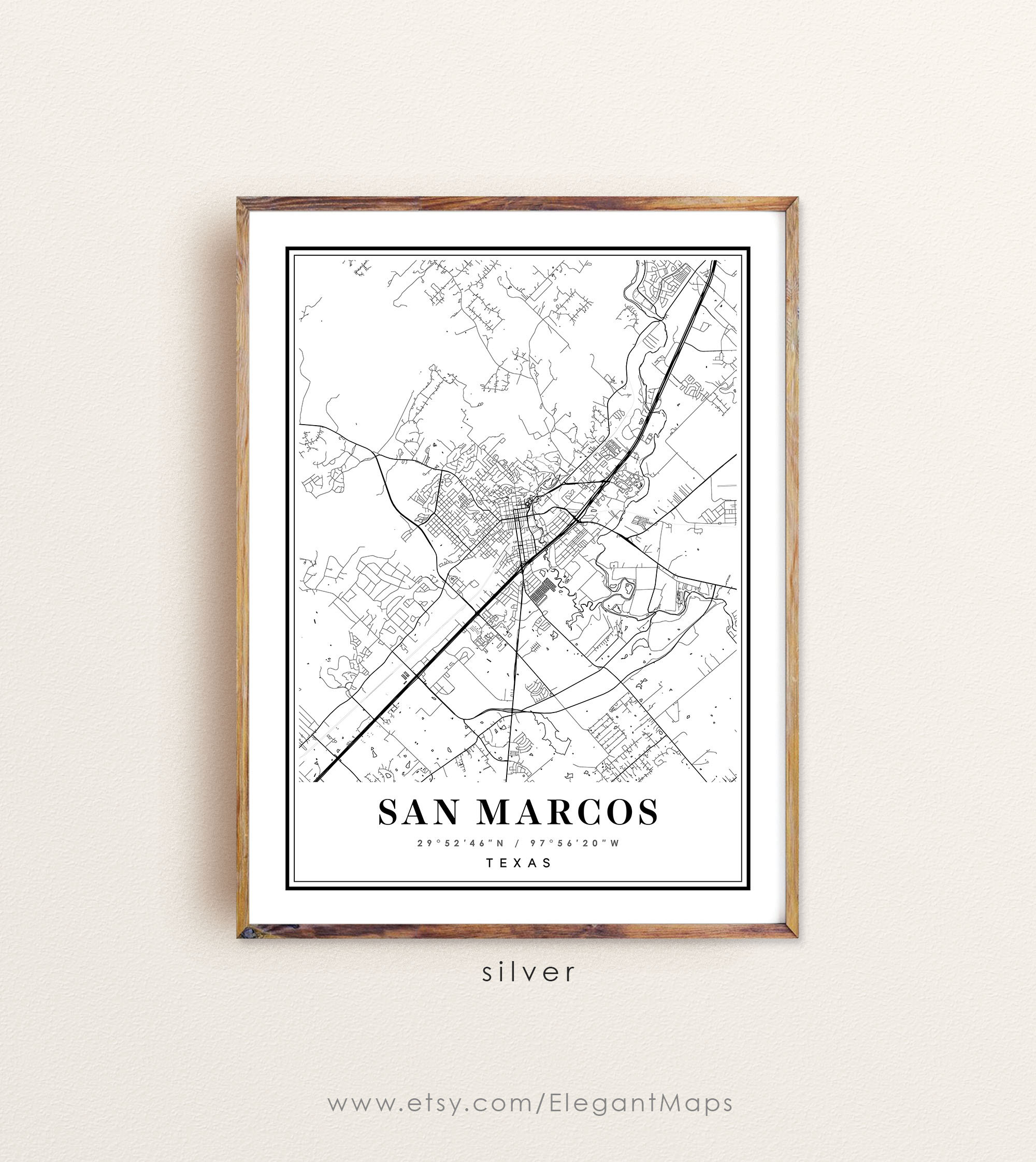 Mapa de San Marcos Texas mapa de San Marcos TX mapa de la - Etsy México