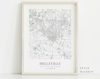 1867 Belleville, Illinois Map - Panoramic Old City Map - Historic Birds ...