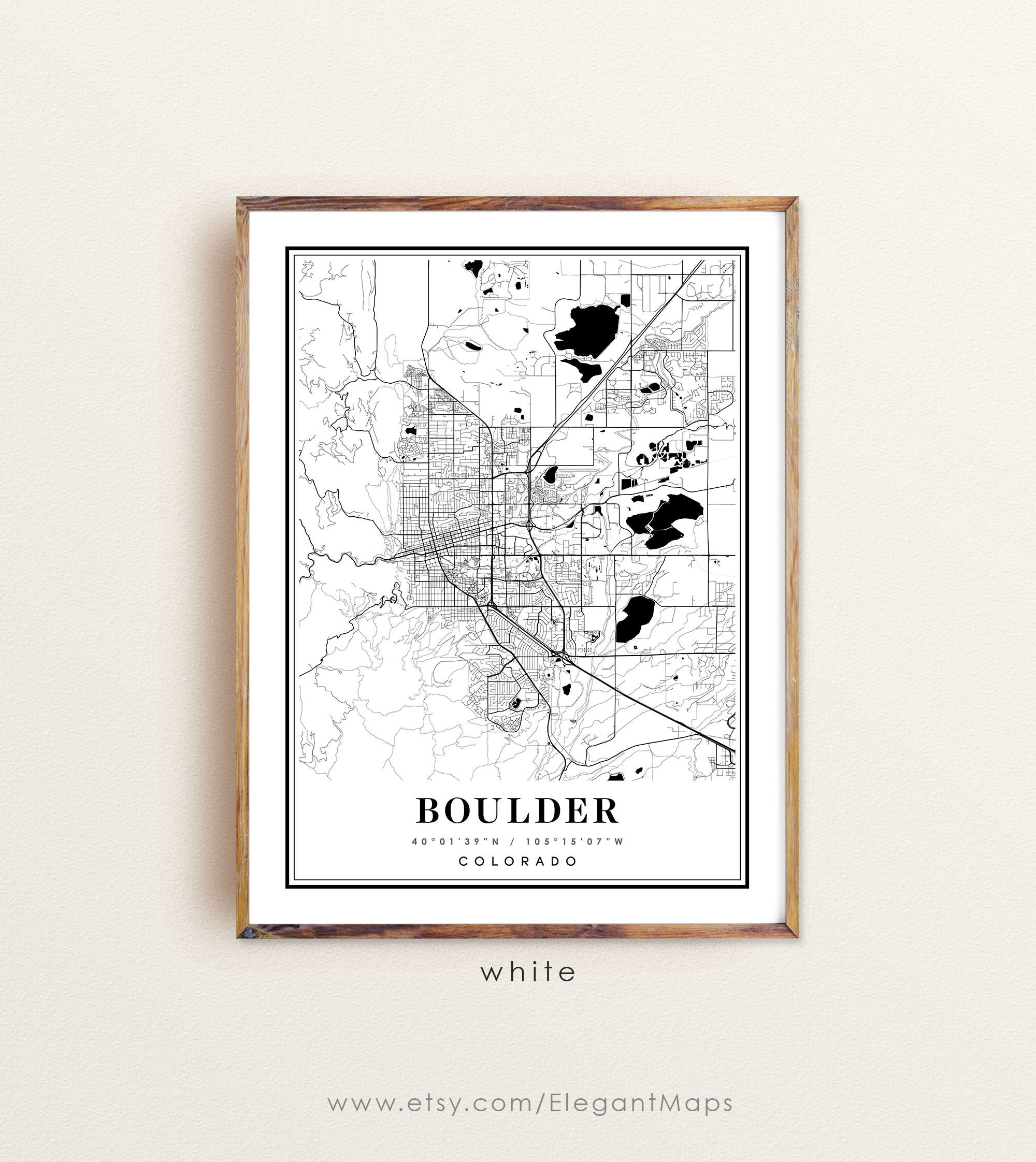Boulder Colorado Map Boulder CO Map Boulder City Map | Etsy