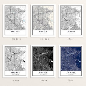 Orange California map Orange CA map Orange city map Orange | Etsy