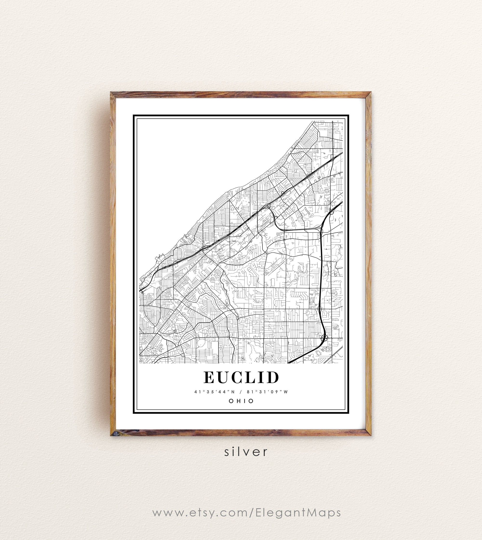 Euclid Ohio Map Euclid OH Map Euclid City Map Euclid Print - Etsy