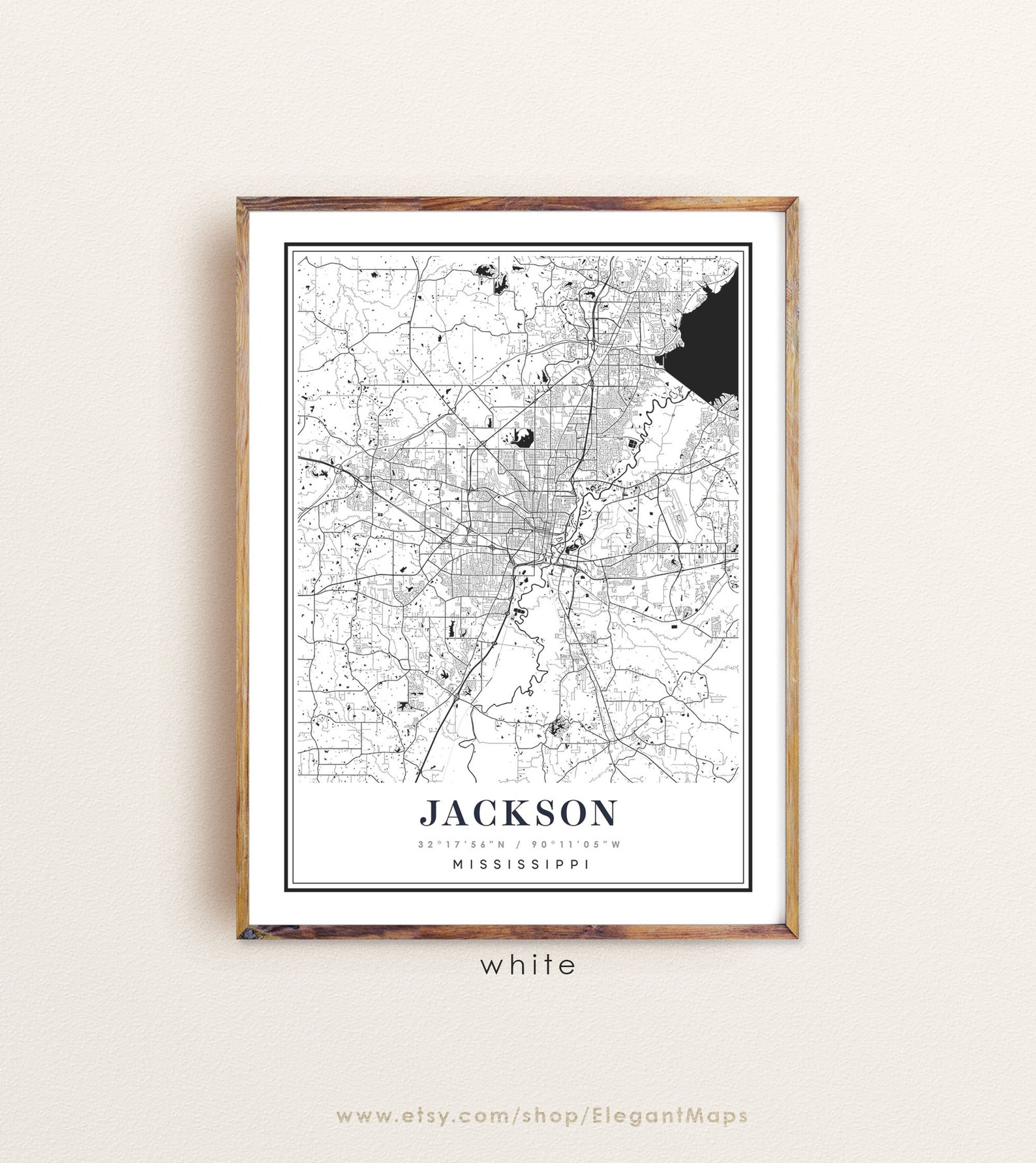 Jackson Mississippi map Jackson MS map Jackson city map | Etsy