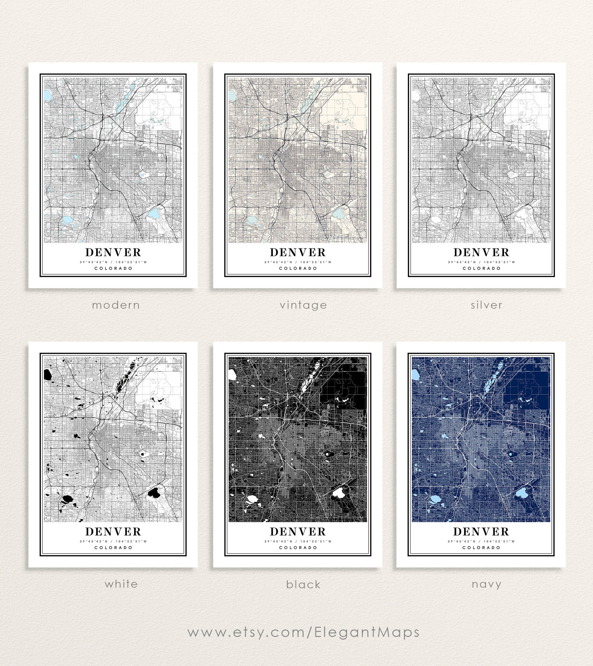 Denver Colorado Map Denver CO Map Denver City Map Denver - Etsy