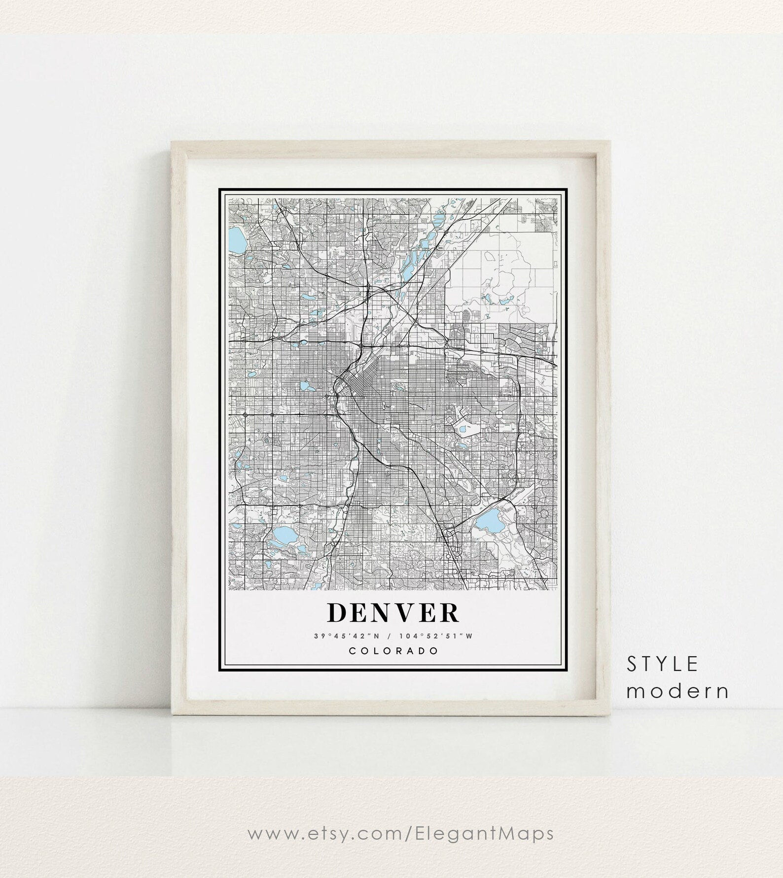 Denver Colorado Map Denver CO Map Denver City Map Denver - Etsy