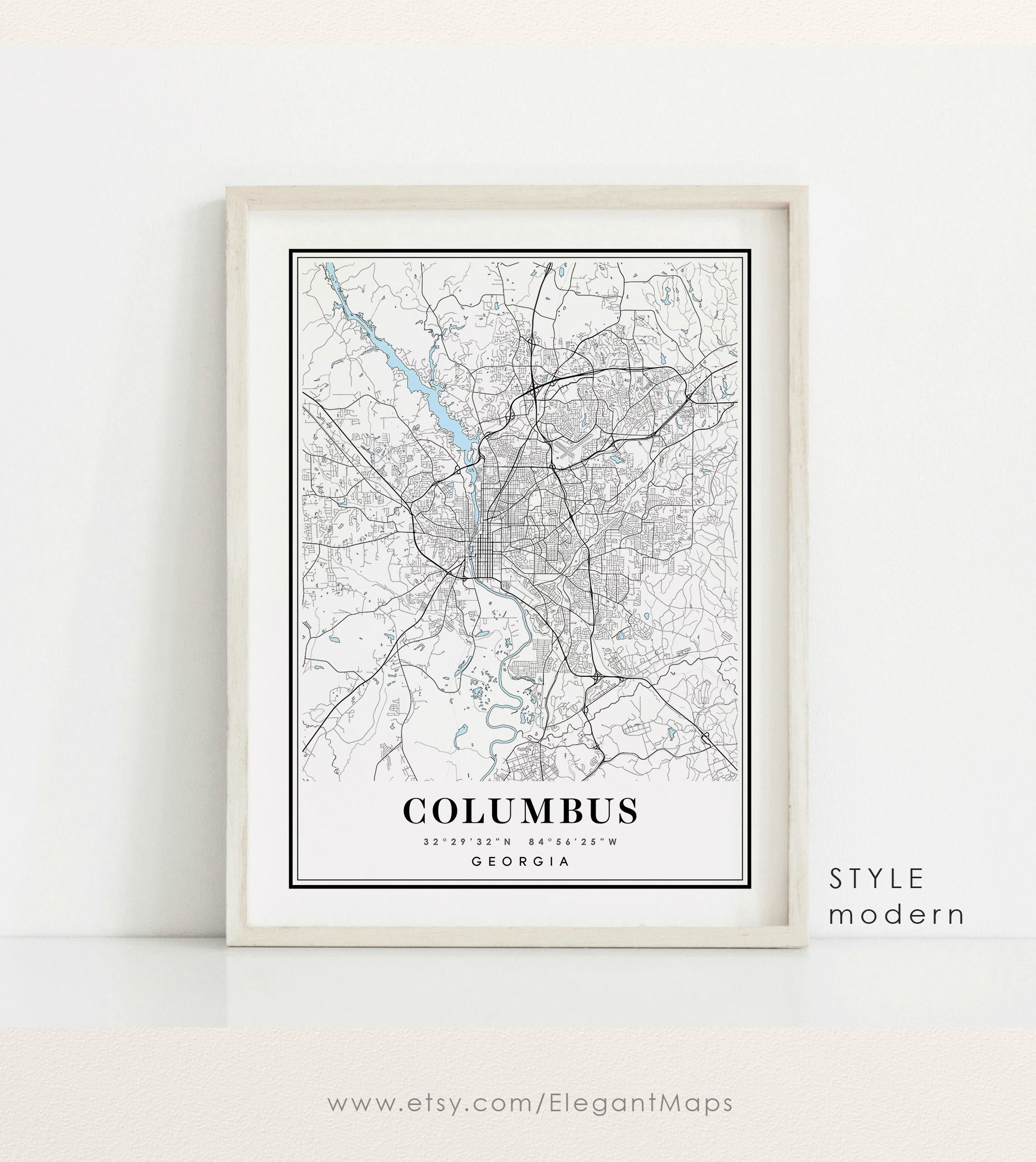 Columbus Georgia Map Columbus GA Map Columbus City Map | Etsy