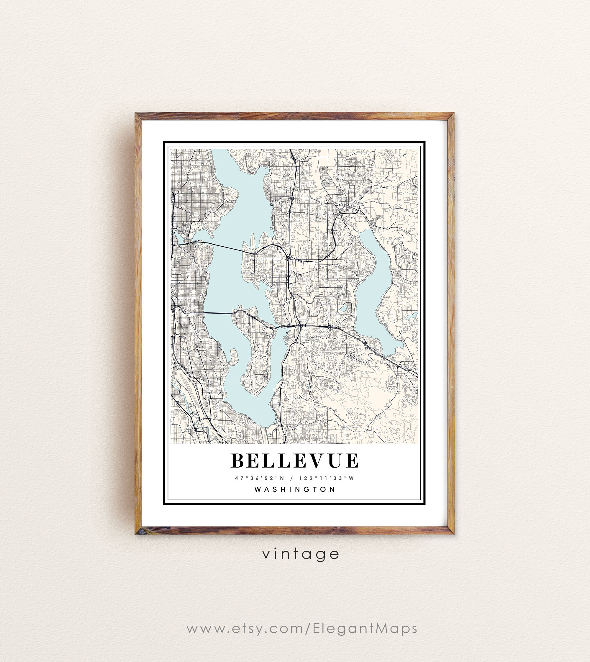 Bellevue Washington Map Bellevue WA Map Bellevue City Map | Etsy