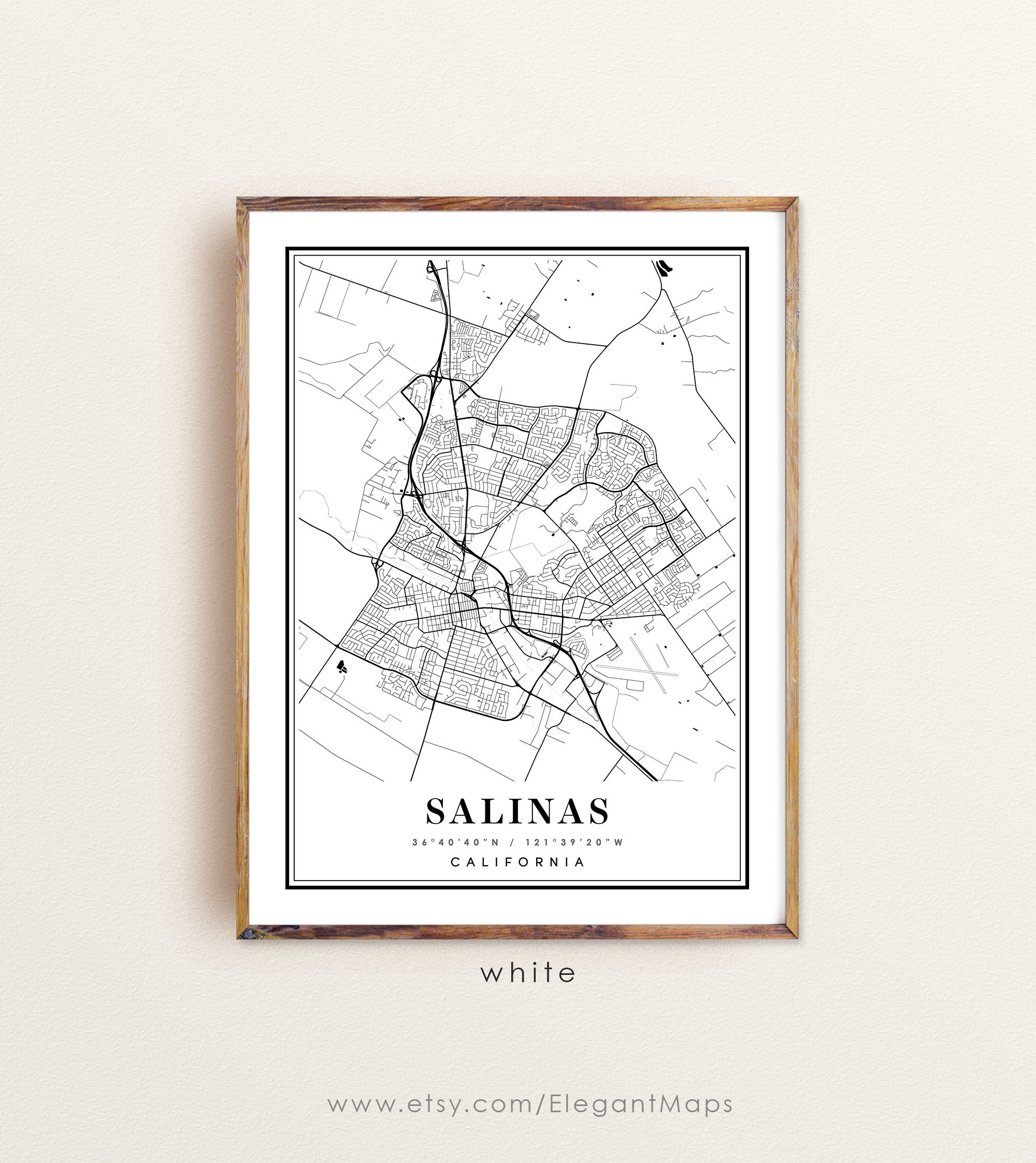 Salinas California Map Salinas CA Map Salinas City Map | Etsy