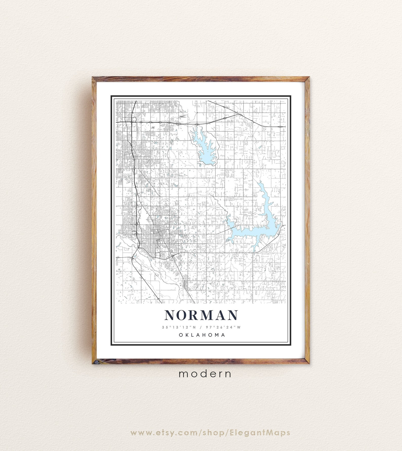 Norman Oklahoma map Norman OK map Norman city map Norman | Etsy
