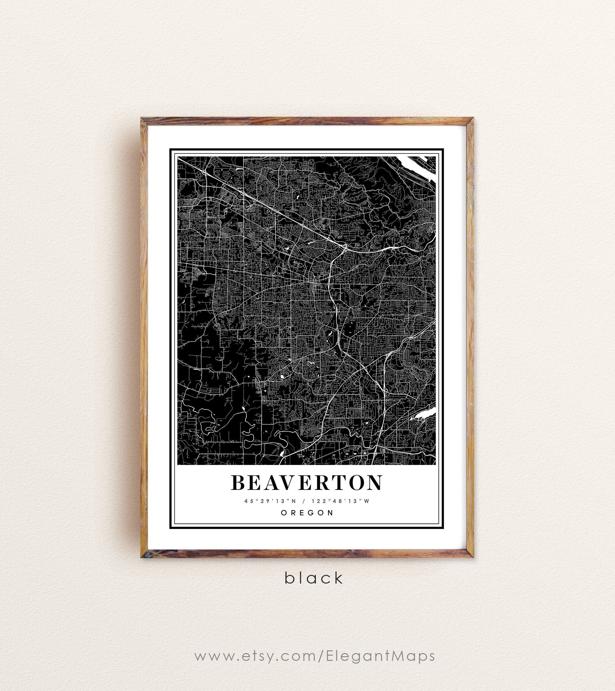 Beaverton Oregon Map Print: Black and White City Art - Etsy