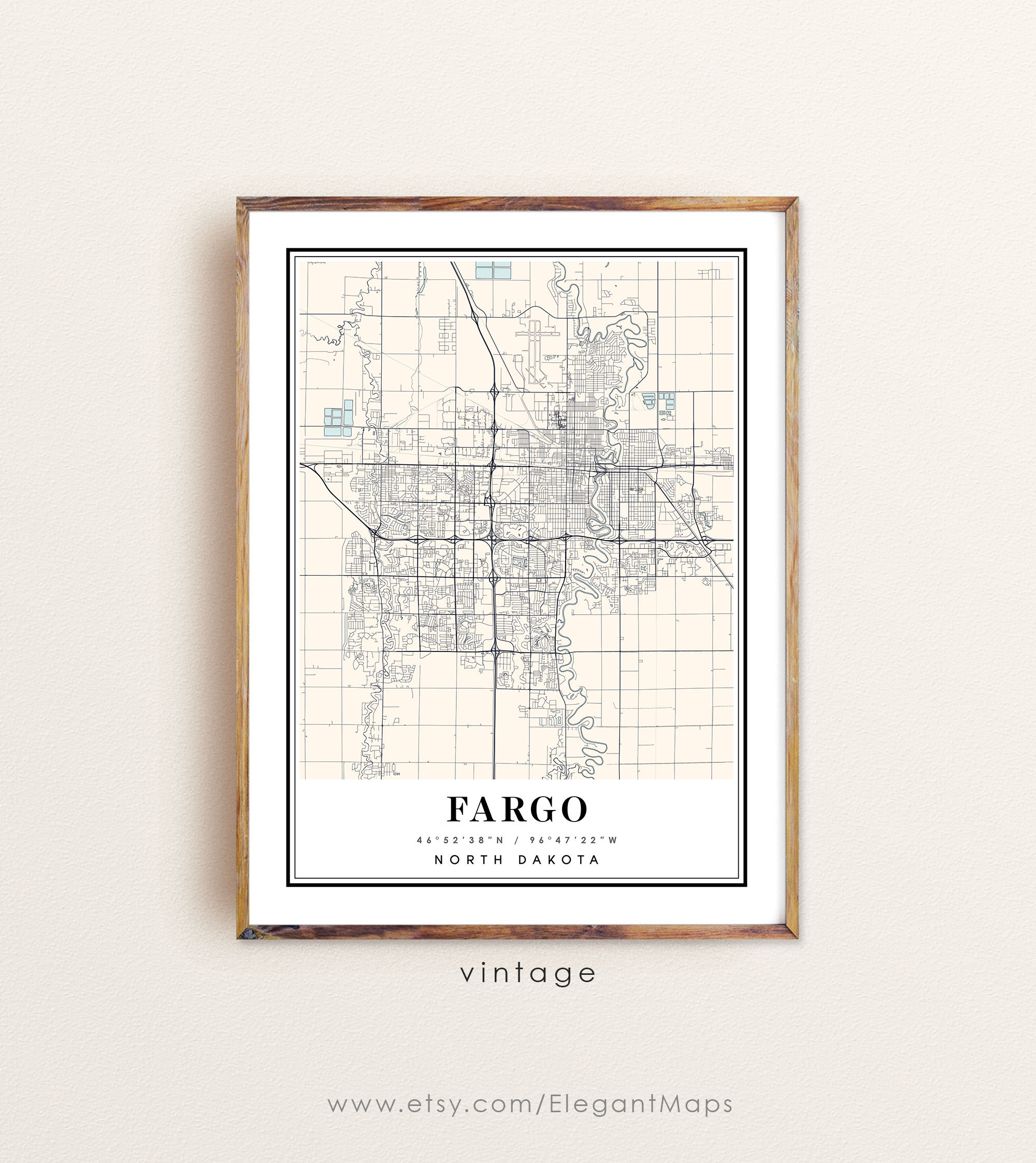 Fargo North Dakota Map Fargo ND Map Fargo City Map Fargo | Etsy