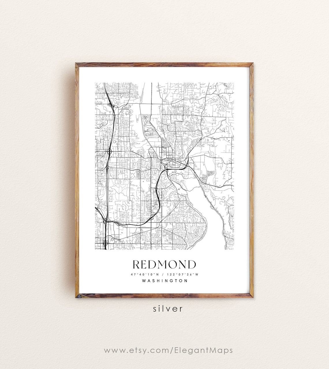 Redmond Washington Map Redmond WA Map Redmond City Print - Etsy UK