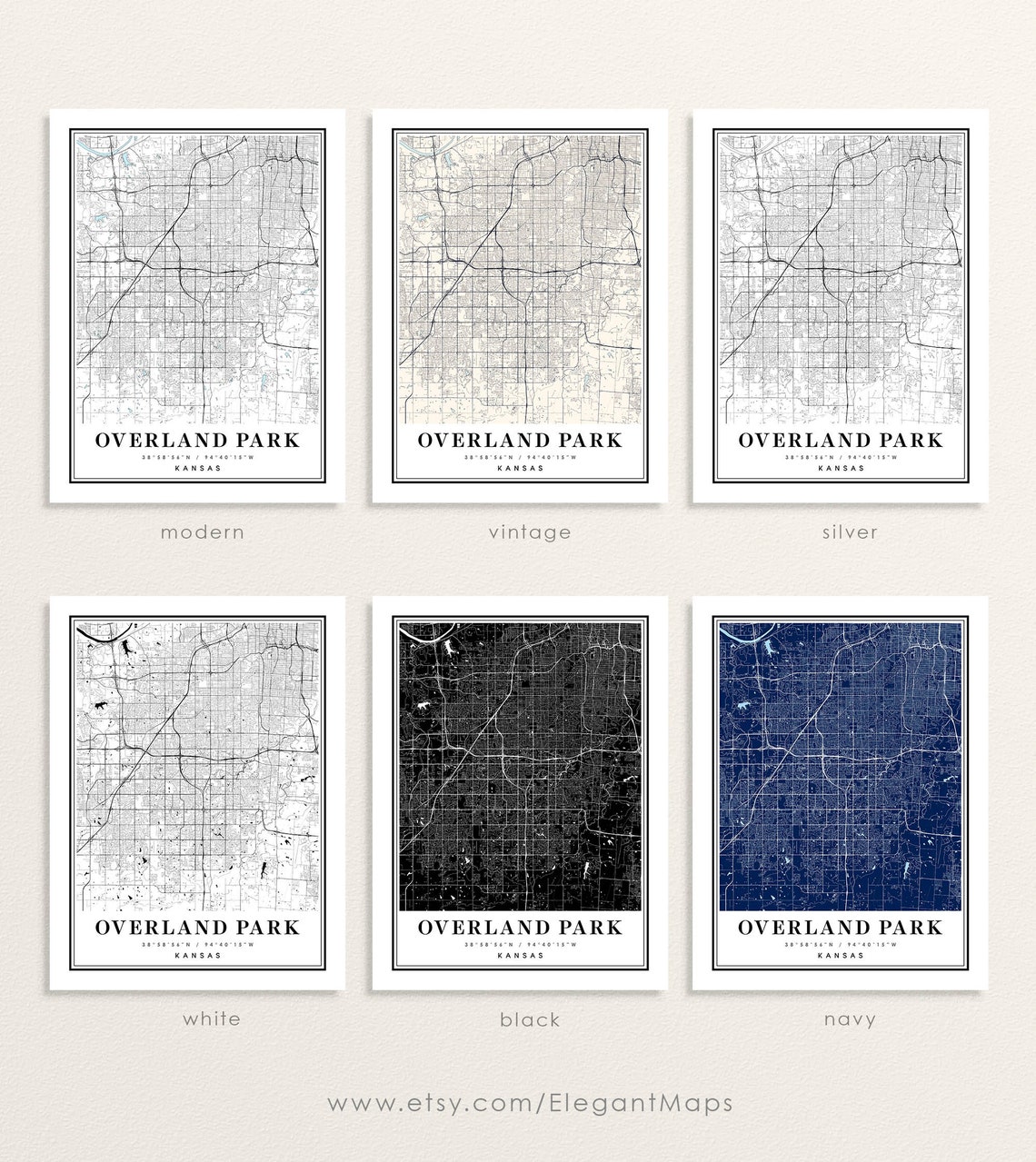Overland Park Kansas Map Overland Park KS Map Overland Park - Etsy