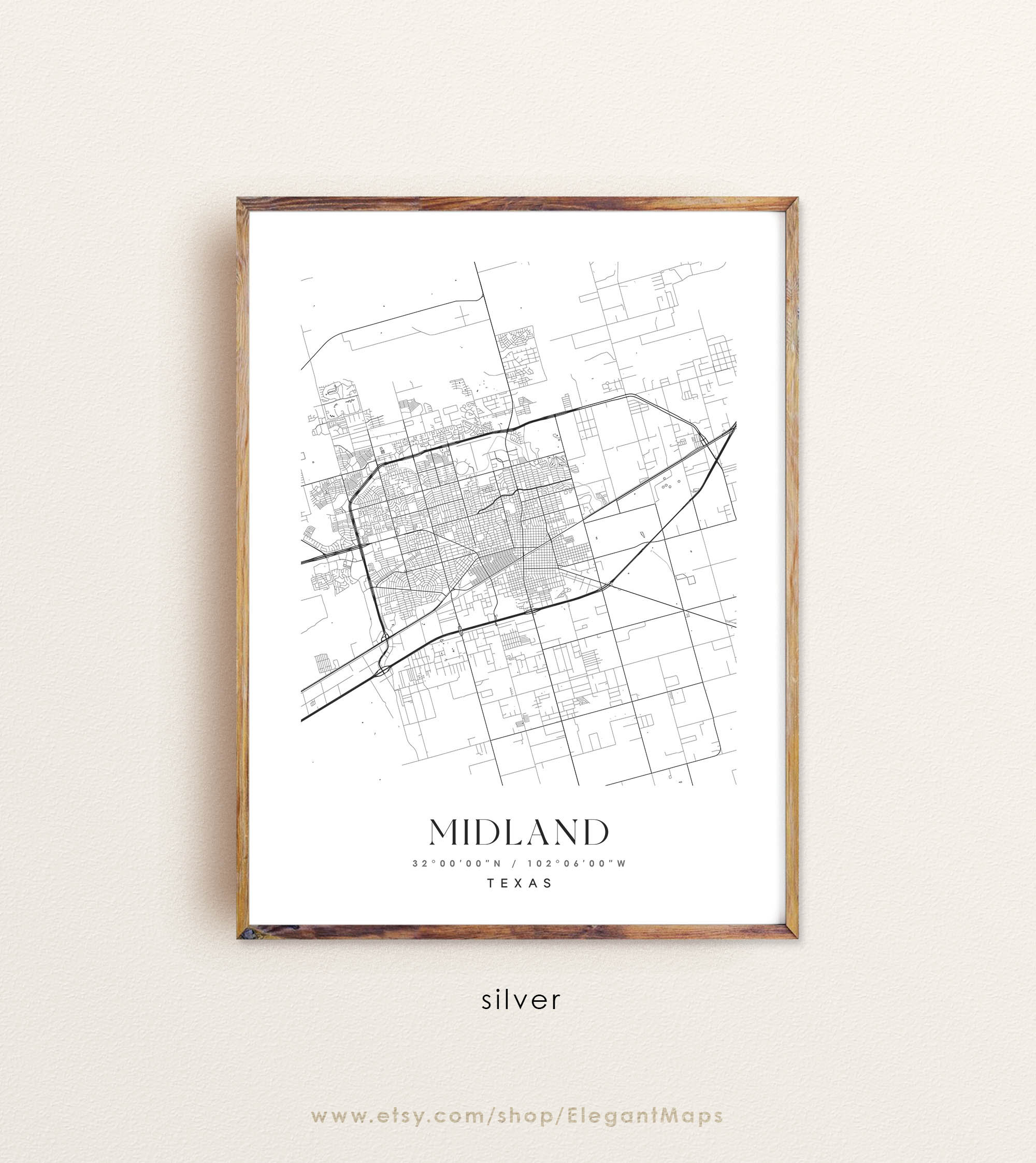 Midland Texas map Midland TX map Midland city print Midland | Etsy