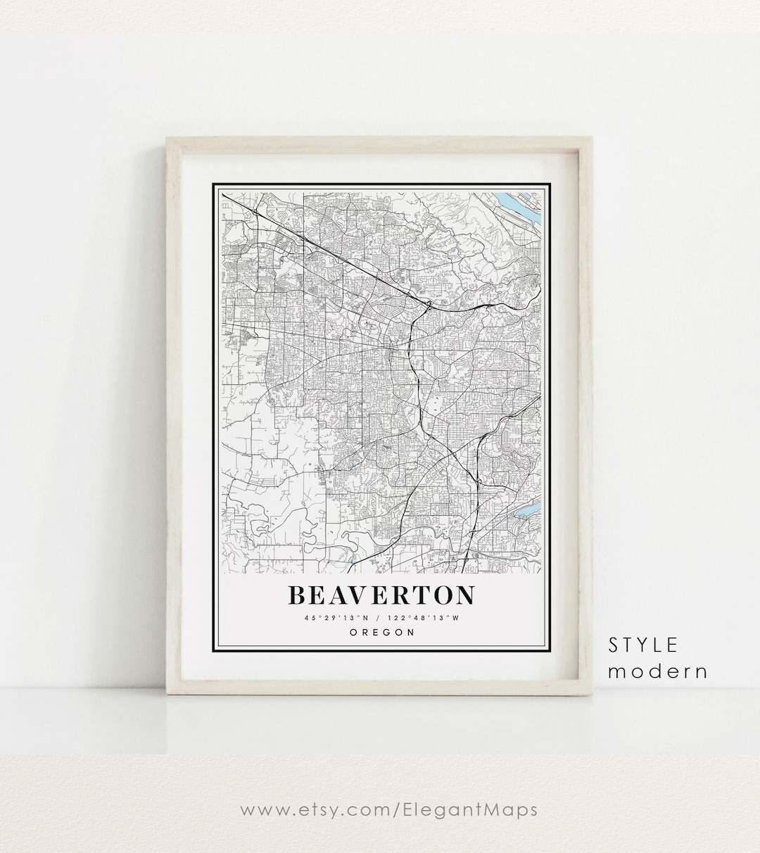 Beaverton Oregon Map Print: Black and White City Art - Etsy
