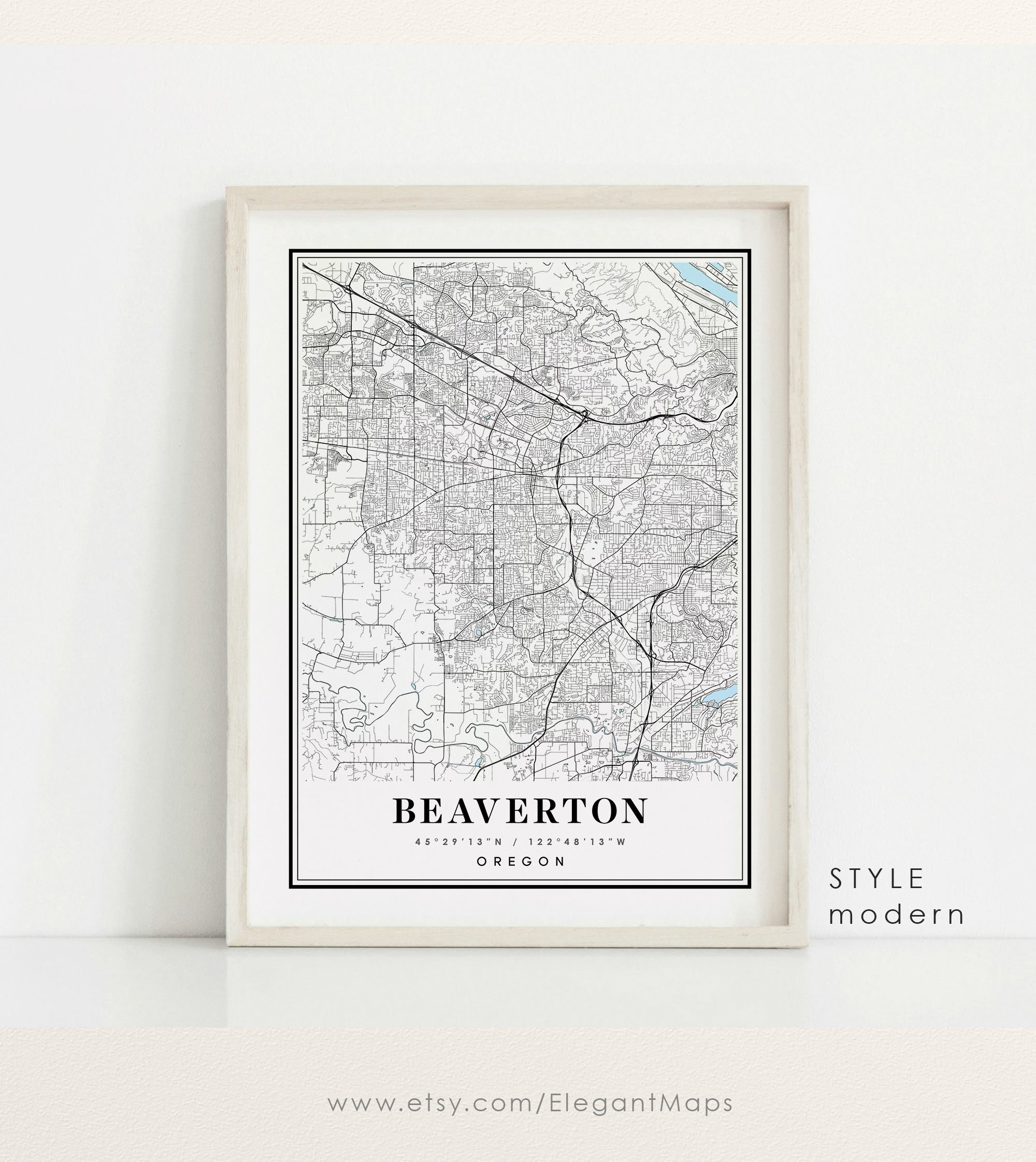 Beaverton Oregon Map Print: Black and White City Art - Etsy
