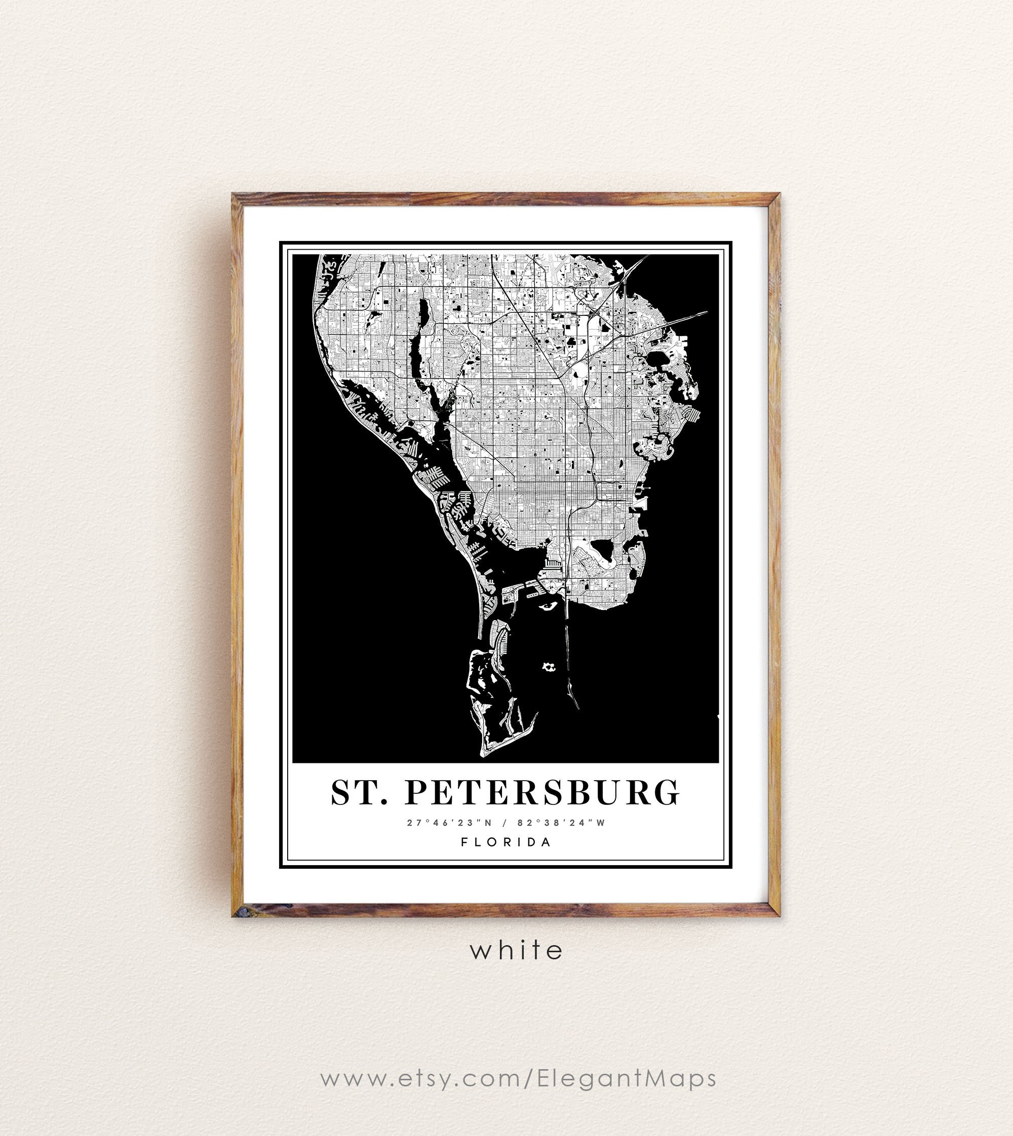 St. Petersburg Florida Map Saint Petersburg FL Map St | Etsy