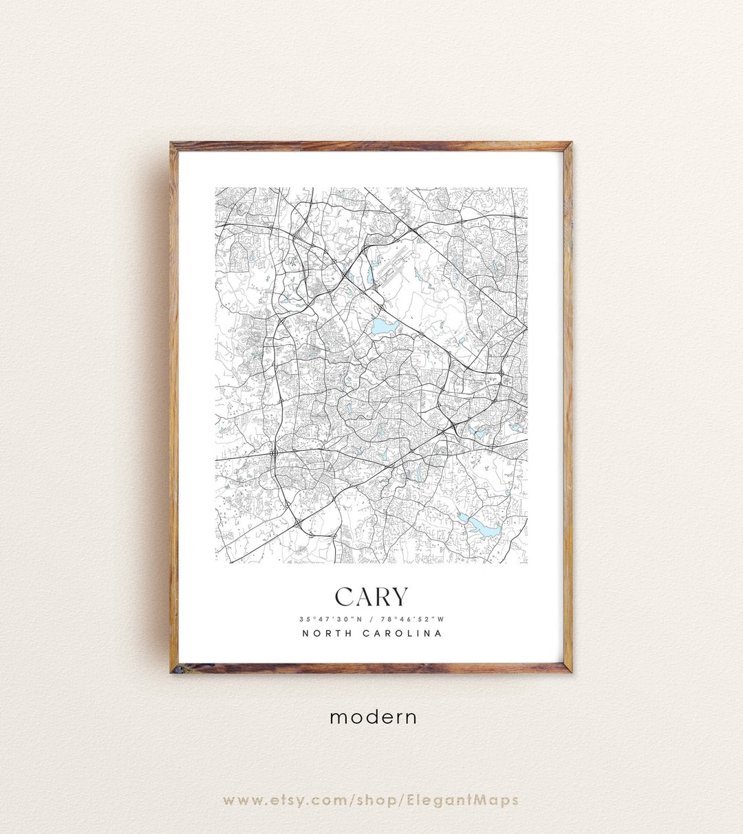 Cary North Carolina Map Cary NC Map Cary City Print Cary - Etsy UK