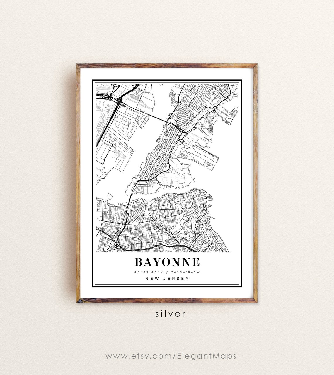 Bayonne New Jersey Map Bayonne NJ Map Bayonne City Map - Etsy