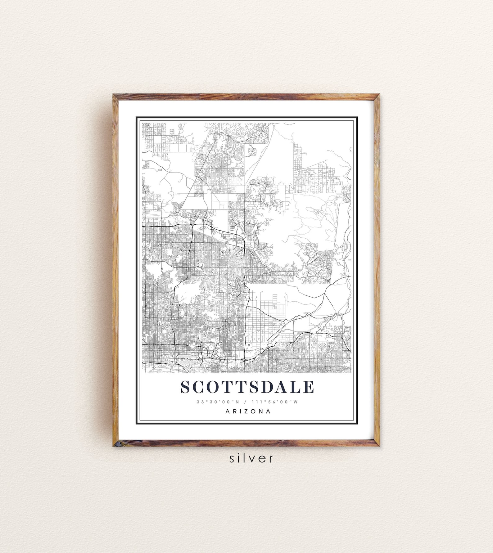 Scottsdale Arizona map Scottsdale AZ map Scottsdale city | Etsy