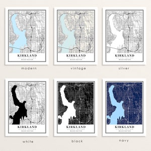 Kirkland Washington map Kirkland WA map Kirkland city map | Etsy