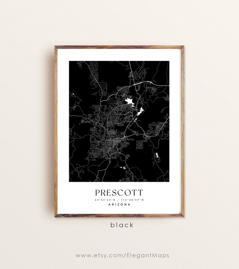 Prescott Arizona Map Prescott AZ Map Prescott City Print - Etsy