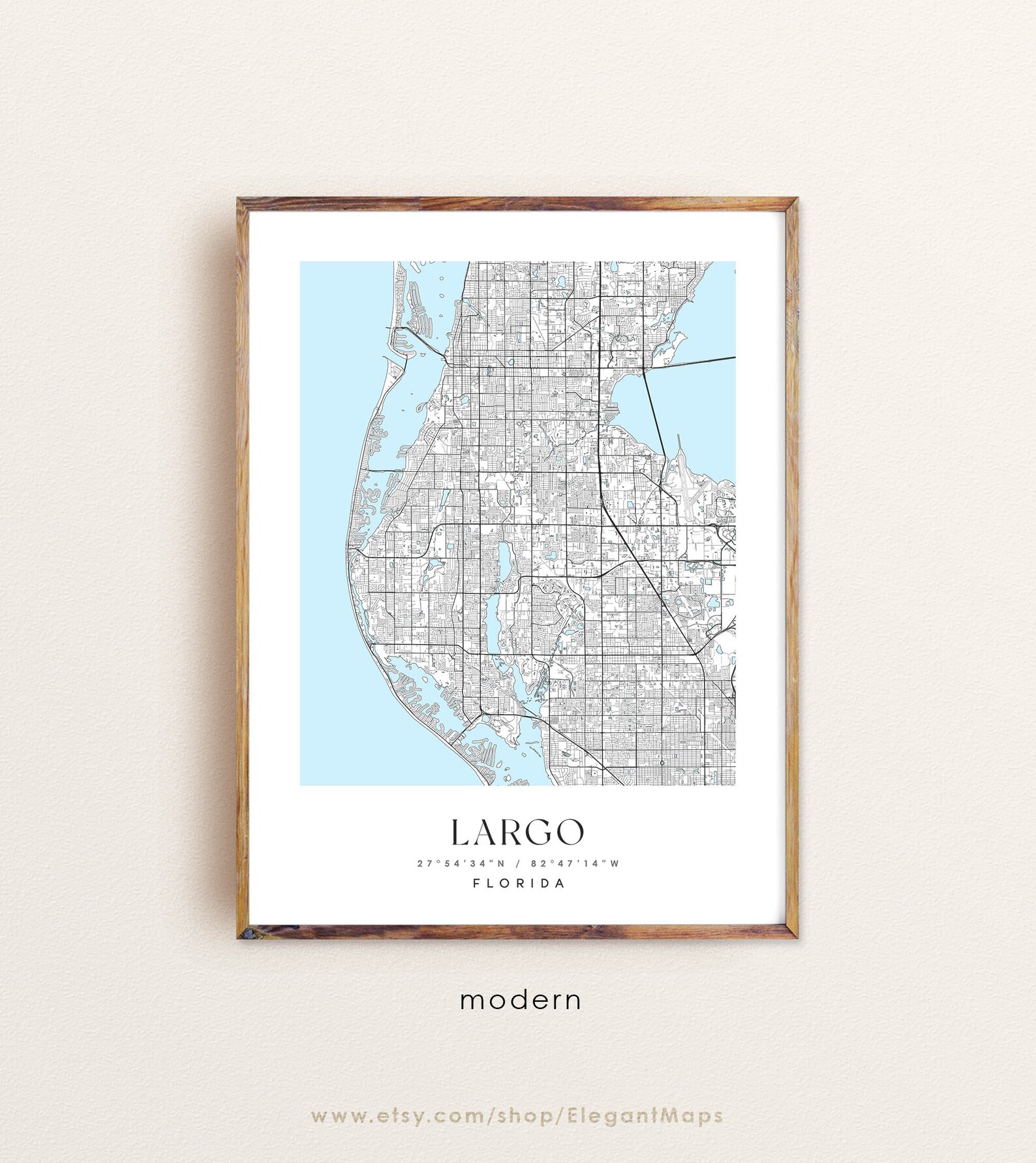 Largo Florida Karte Largo FL Karte Largo Stadt druck Largo | Etsy