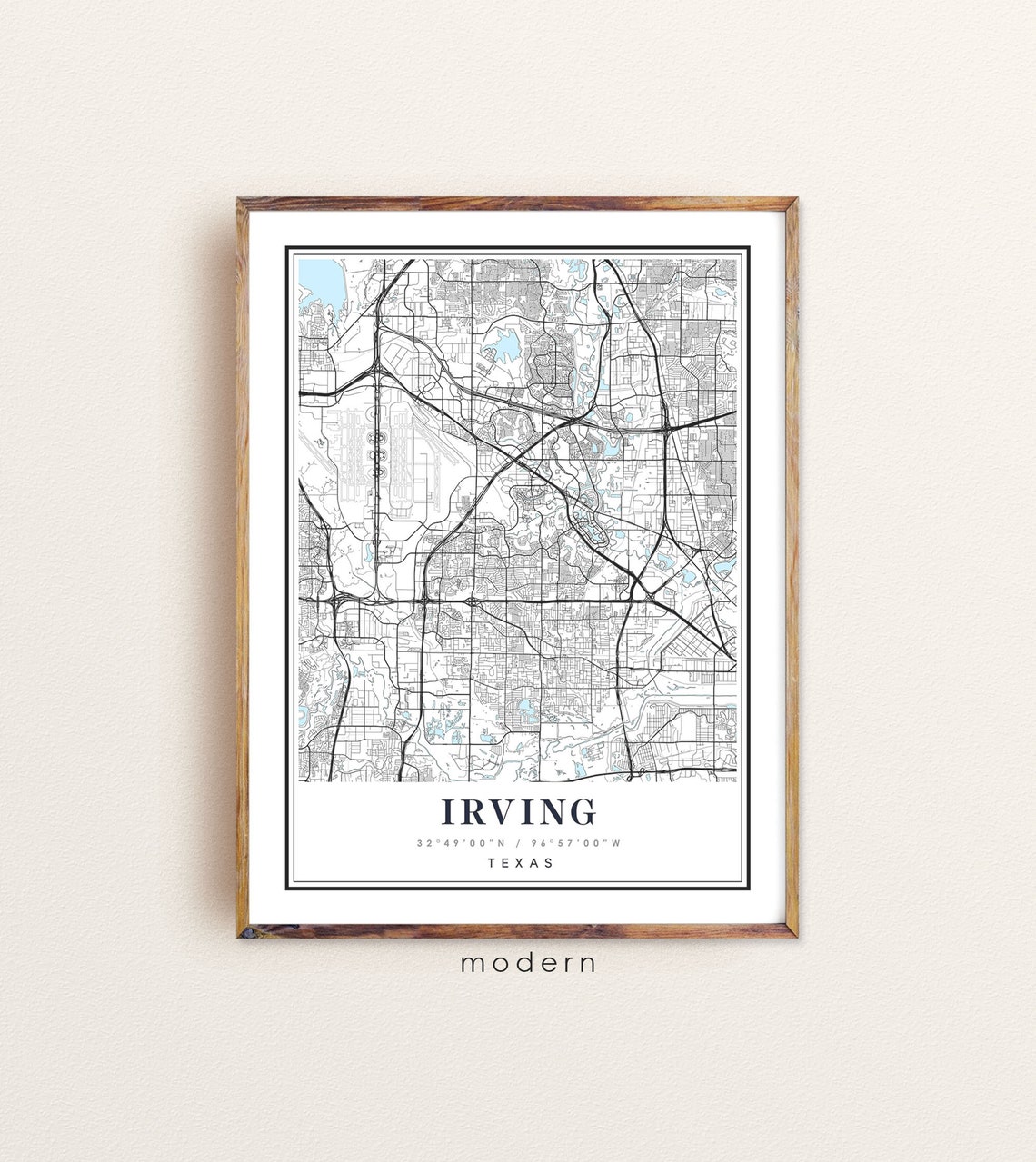 Irving Texas map Irving TX map Irving city map Irving | Etsy
